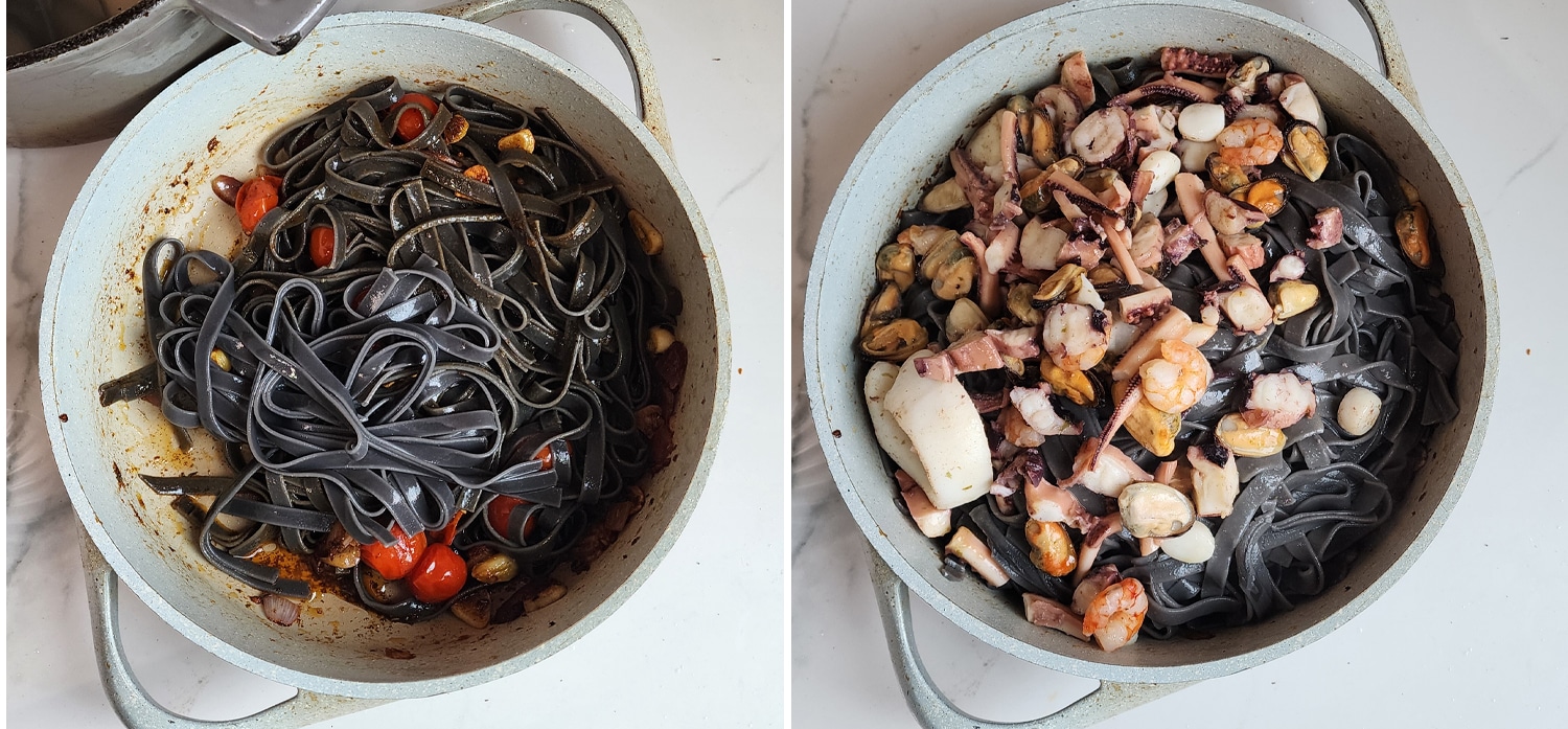 Squid Ink Pasta with Seafood Mix – The Skinny Pot